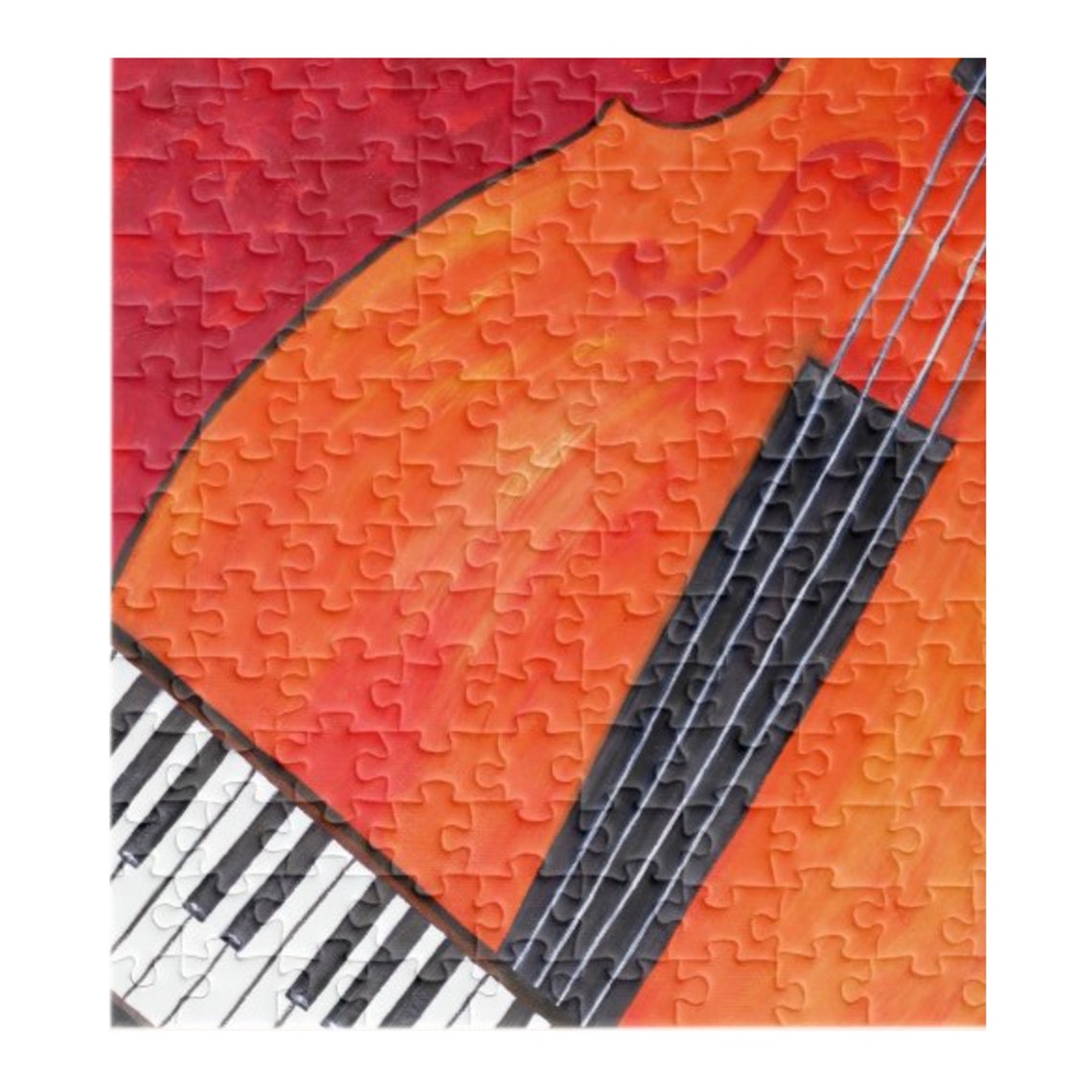 Music Theme Jigsaw Puzzle. Keyboard, Cello, Bass, Floating Notes. From ...