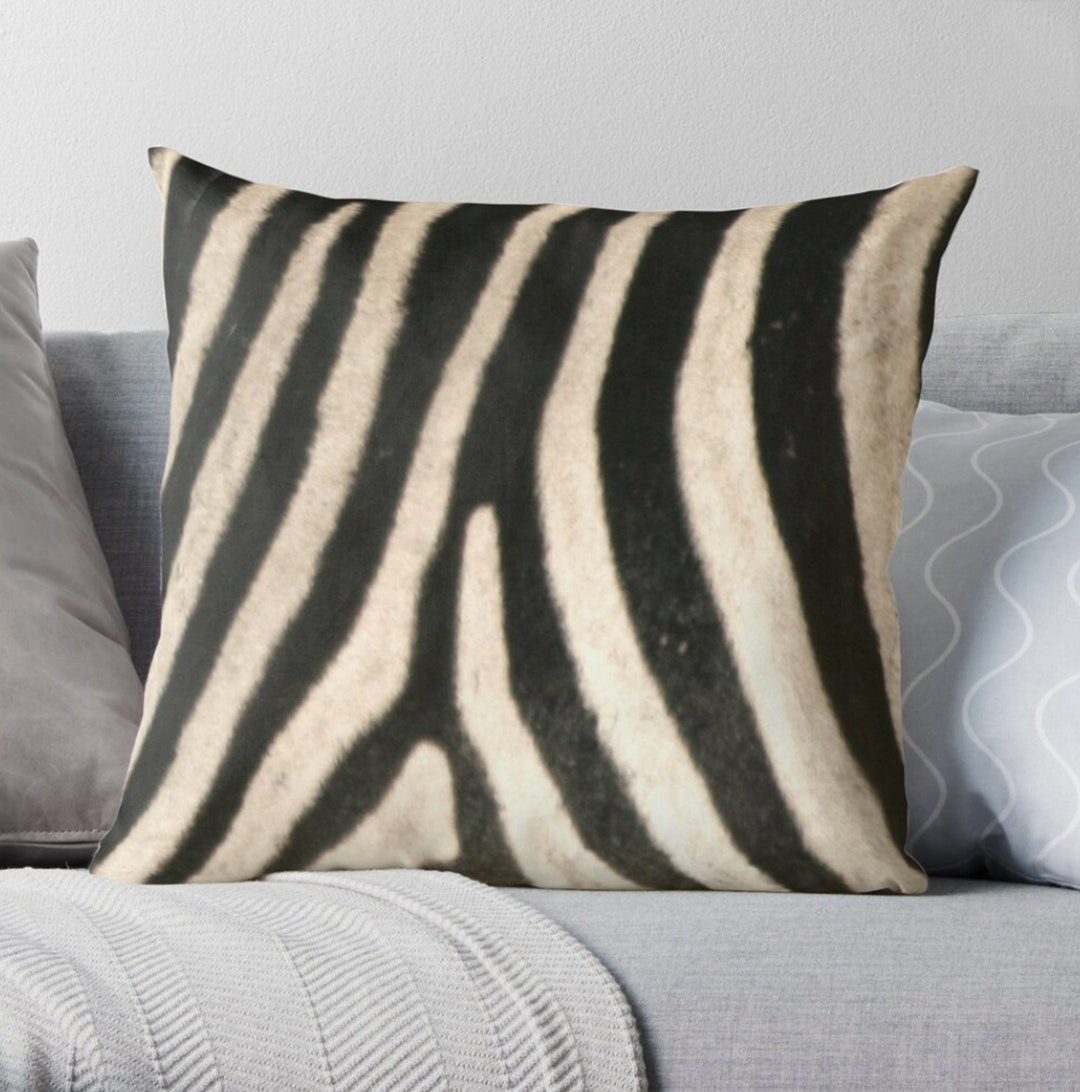 African Zebra Print Pillow, Wildife Cushion, Safari Pillow, African ...