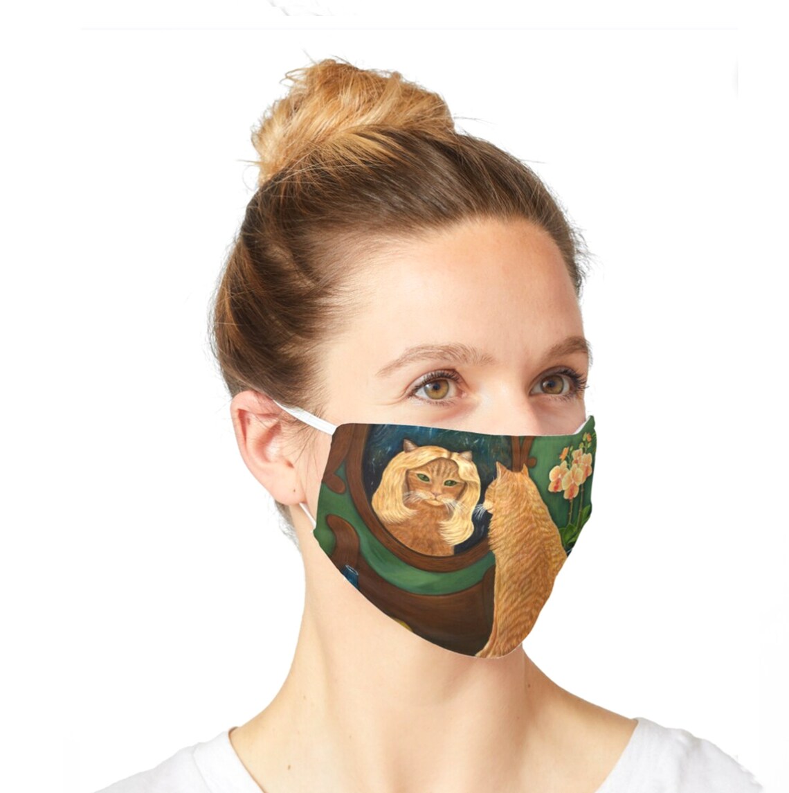 Orange Tabby Cat Looking Into Mirror Face Mask. Whimsical - Etsy
