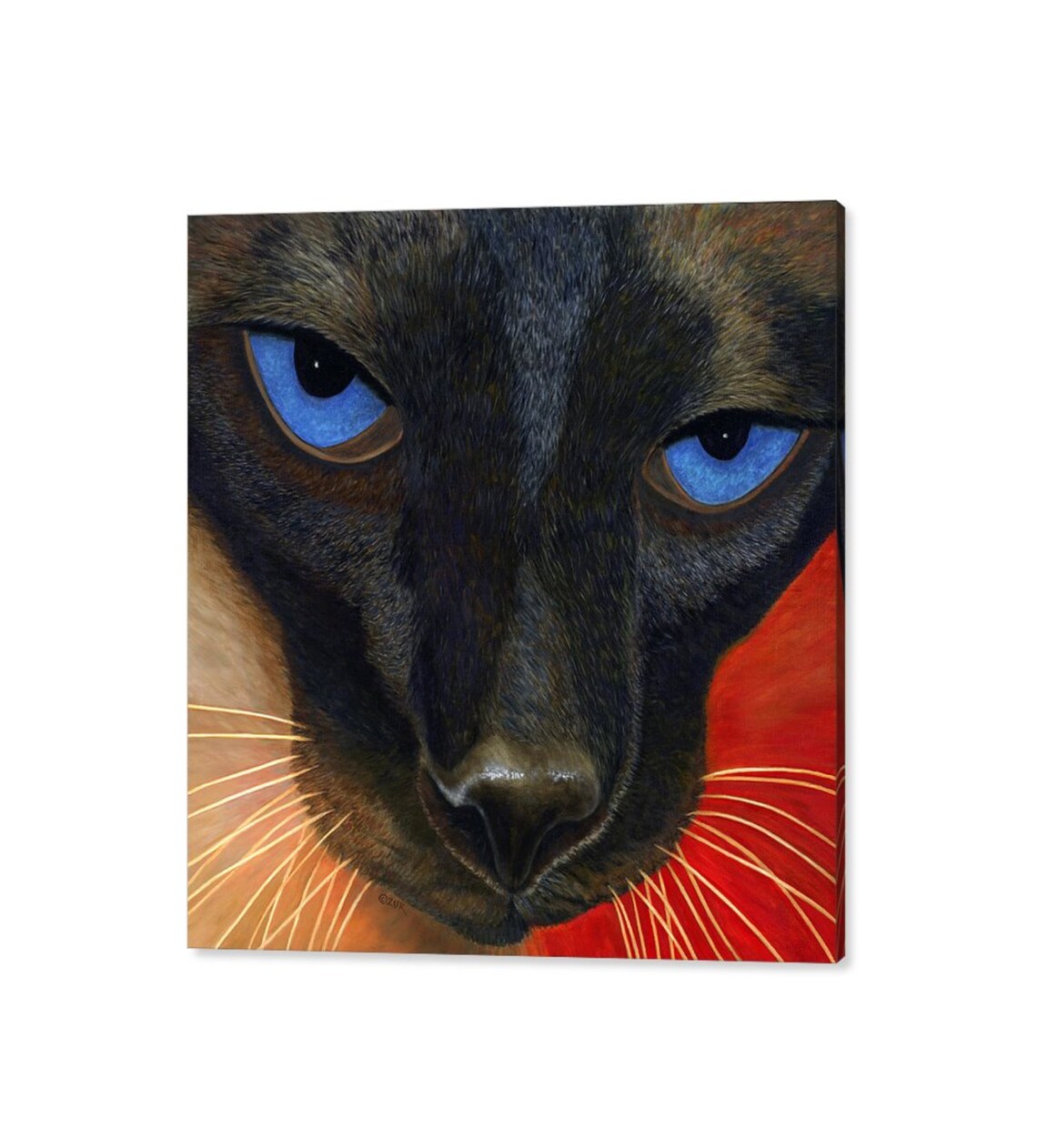 Siamese Wedge Head cat wall art. Intense blue cat eyes | Etsy