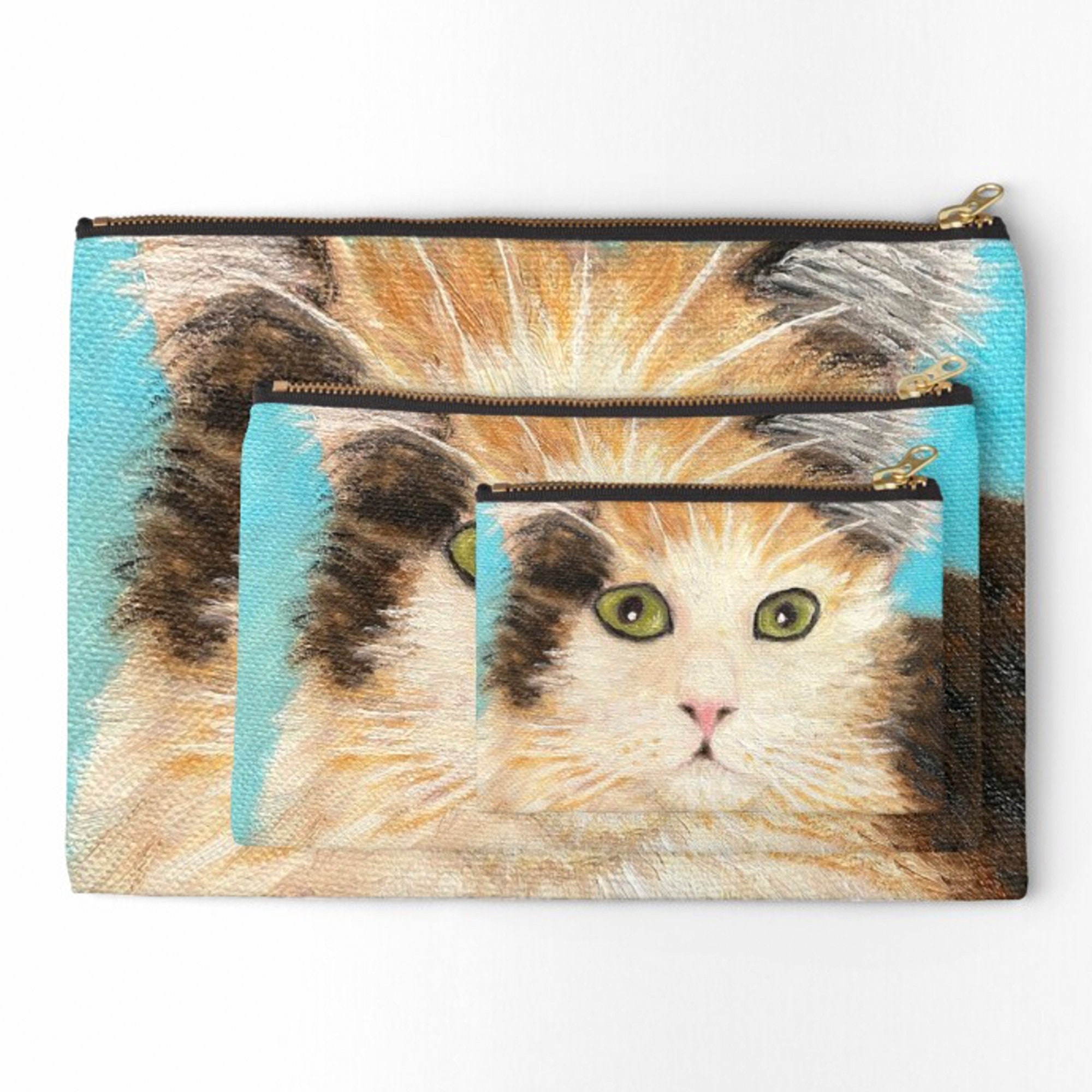 Calico Cat Face Zip Bag. Colorful and Whimsical Pouch. Tortie Cat on ...