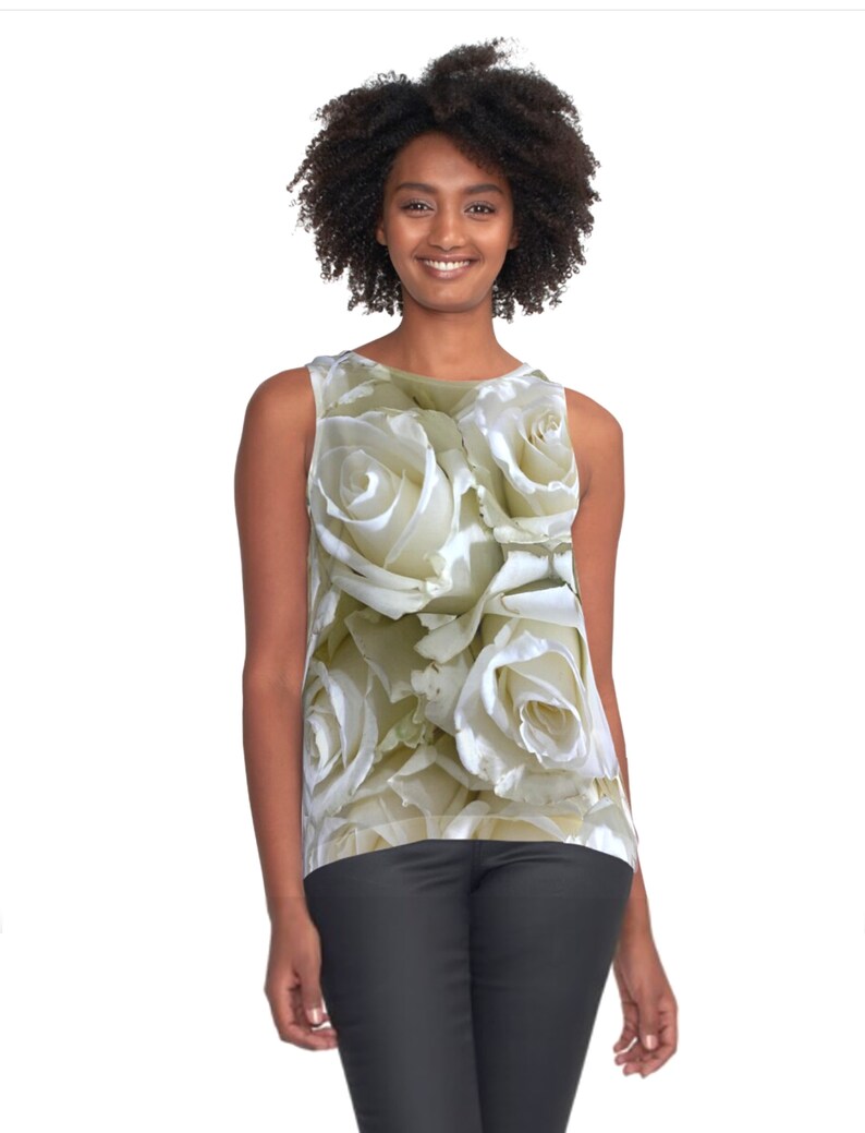 White Roses for Spring Sleeveless Top. Mothers Day White Roses ...