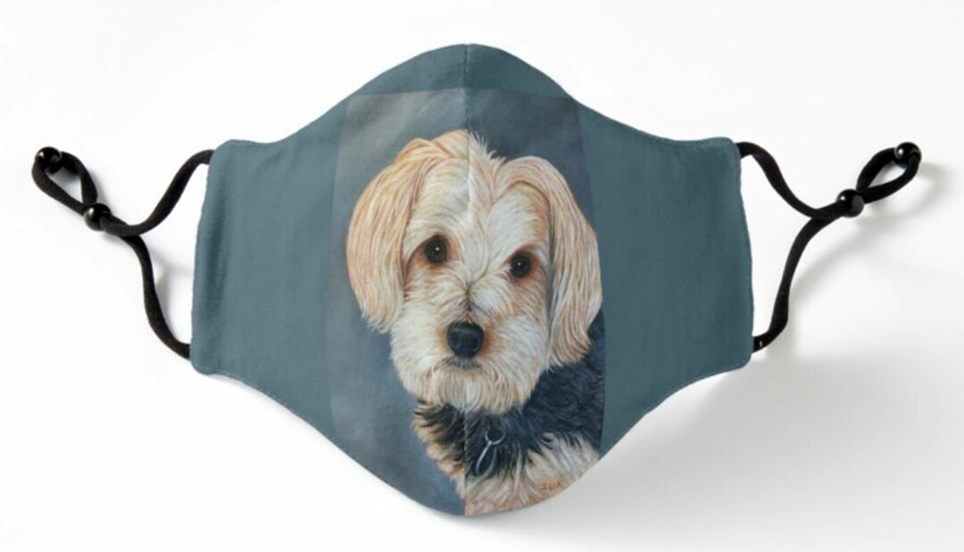 Yorkshire Terrier Face Mask: White Yorkie Portrait, Adjustable - Etsy