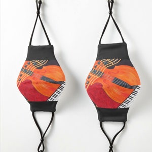 Music Theme Washable Face Mask. Kids and Adult Sizes. Keyboard, Cello ...