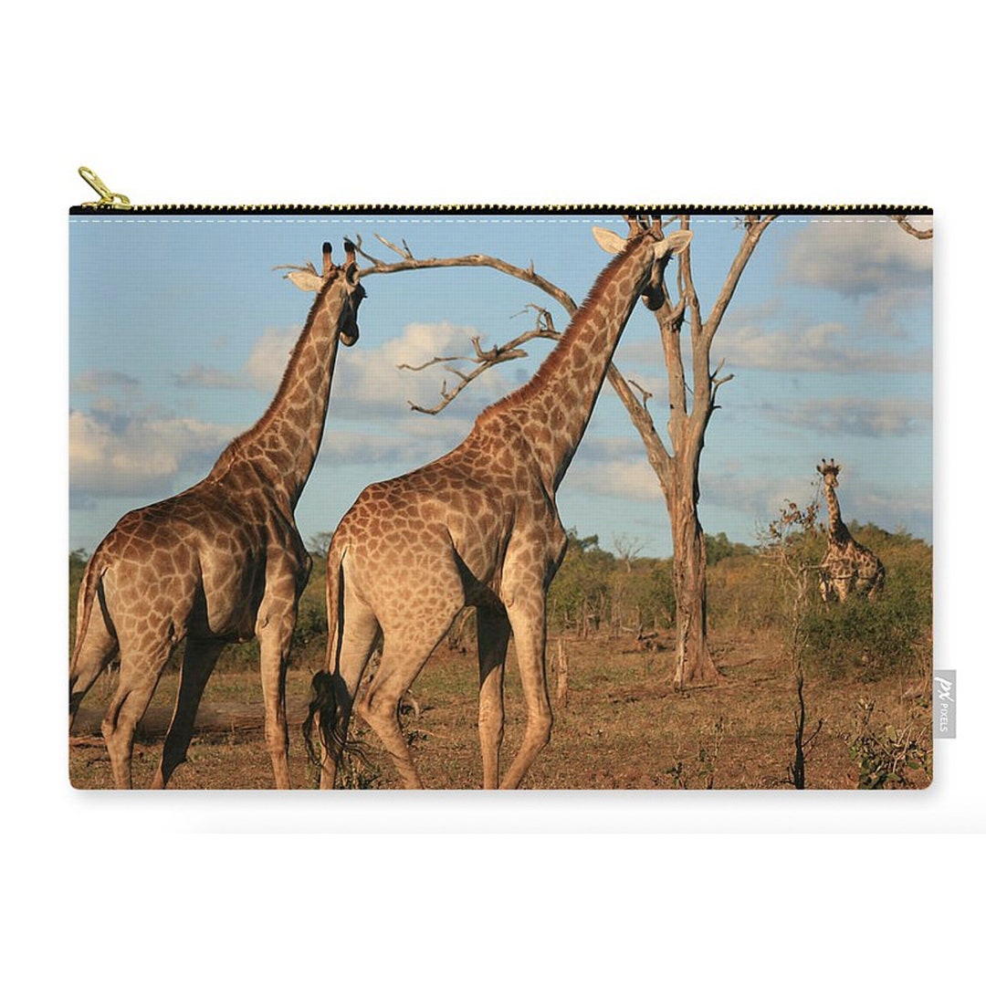 Giraffe Family Zip Pouch. Giraffe Zippered Bag. Safari Lover's Bag ...
