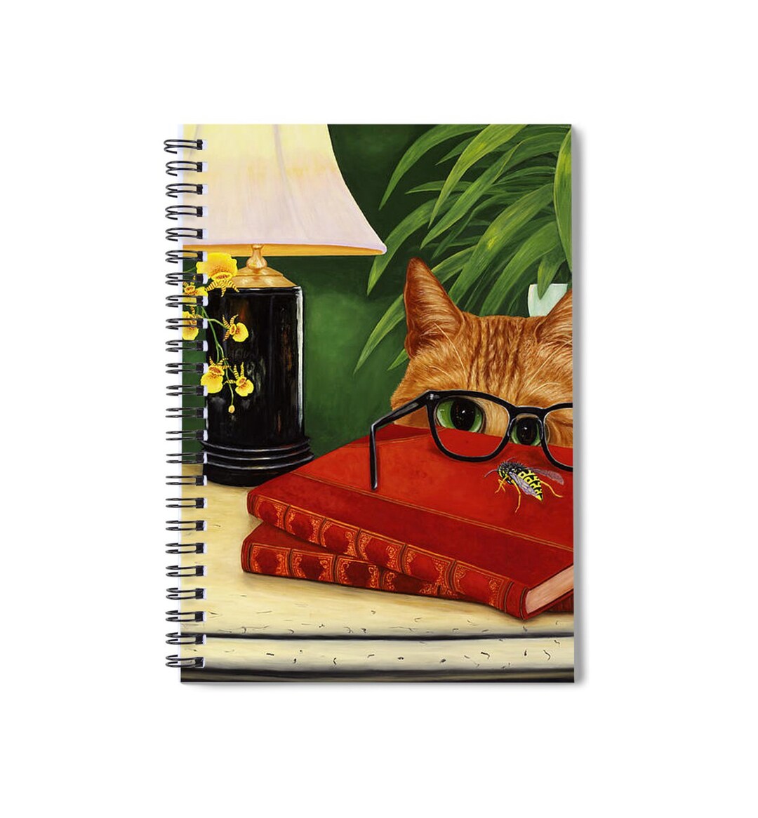 Orange Tabby Cat Art Spiral Notebook: Whimsical Library Scene - Etsy