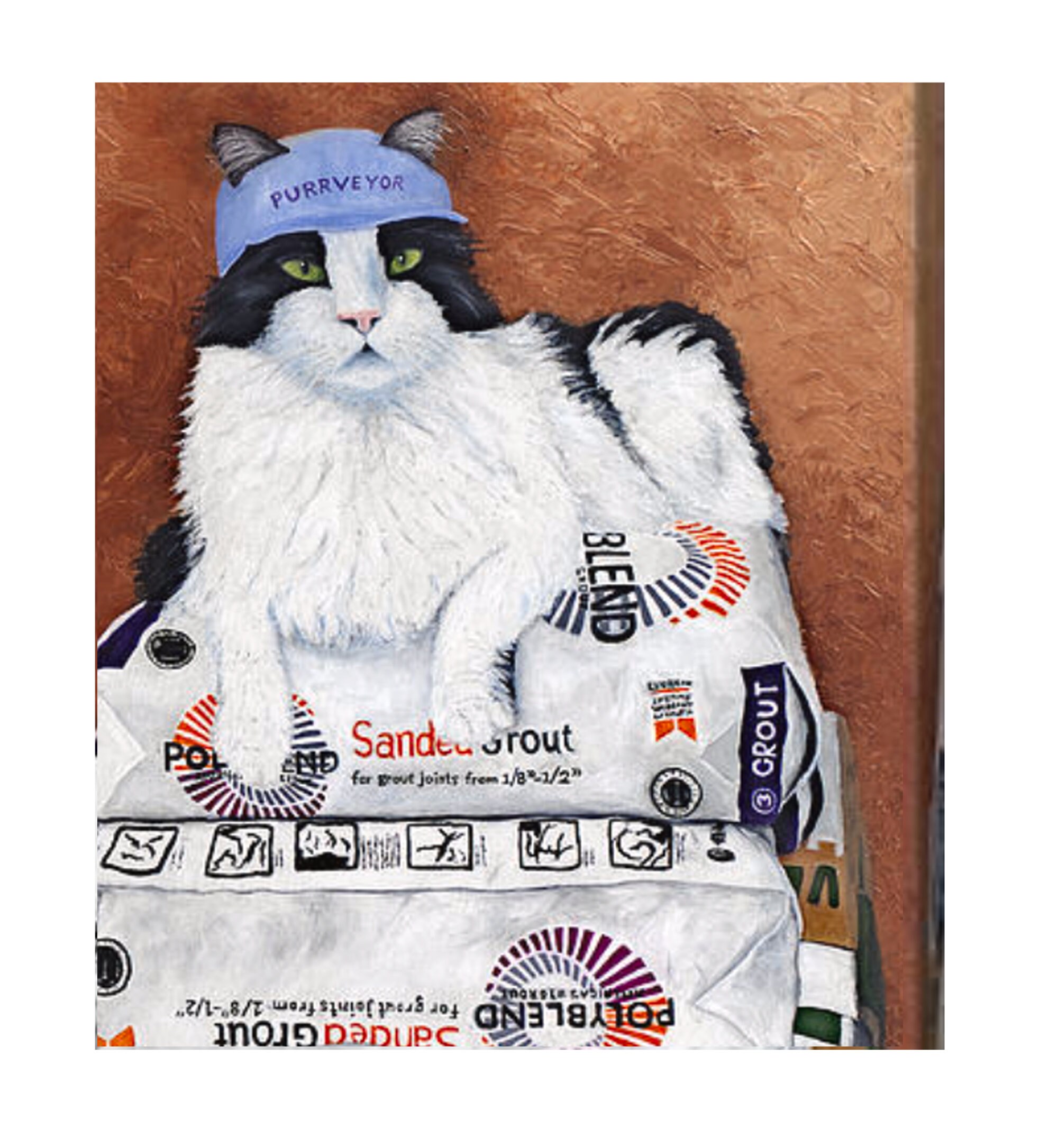 The Cat Crew Original Oil Painting on Stretched Canvas. Tuxedo Cat and ...