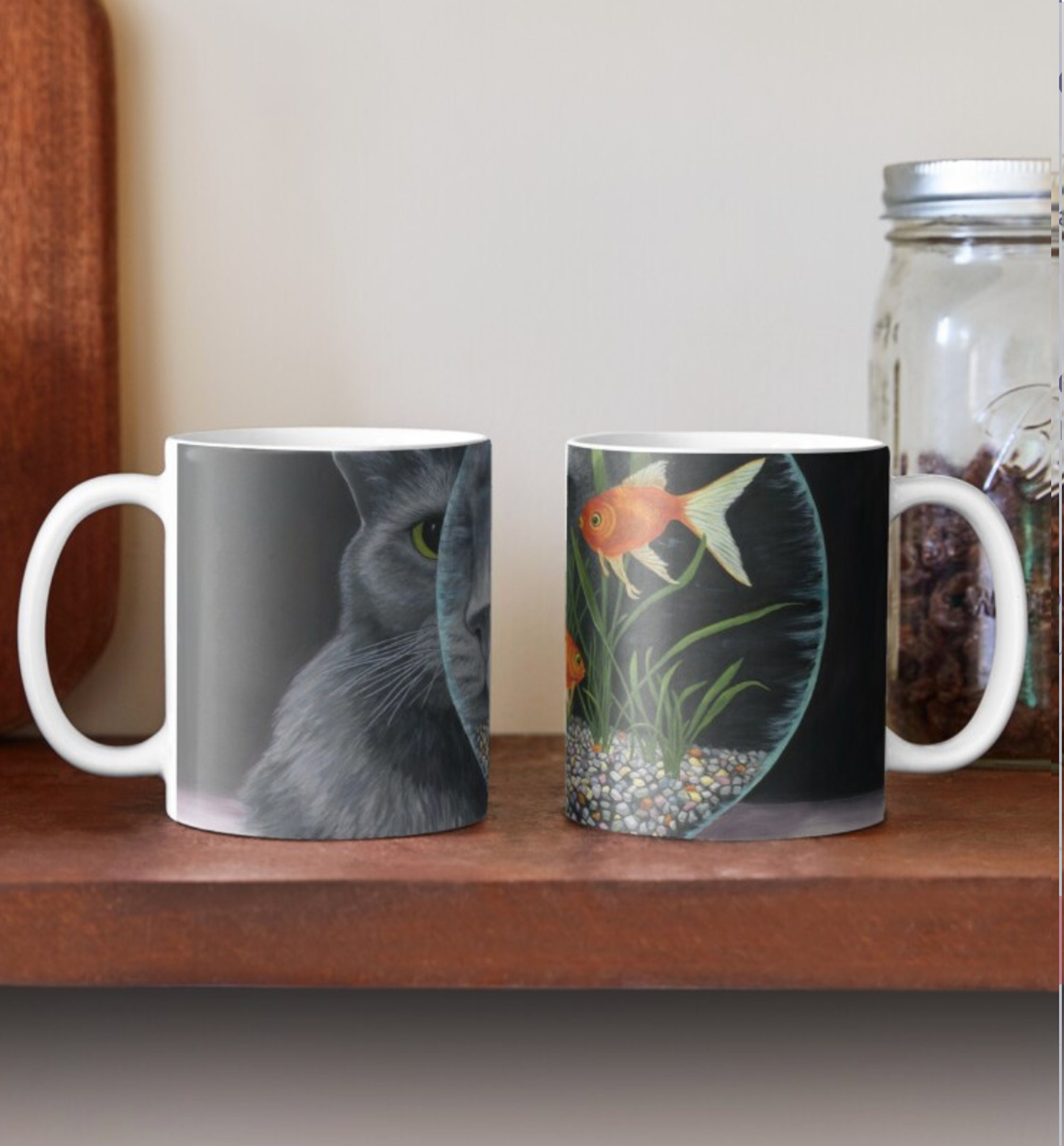 Whimsical Cat & Fishbowl Coffee Mug: Cat Lover Gift - Etsy