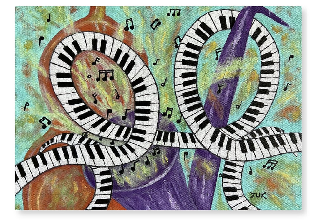 Jazz Trio Jigsaw Puzzle. Colorful Art for the Music Lover. Sax, Bass ...