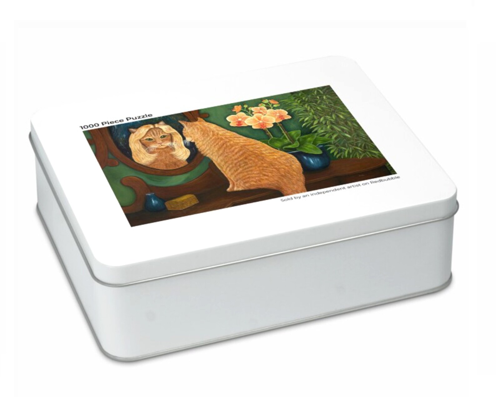 Orange Tabby Cat Looking at Reflection in Mirror Jigsaw - Etsy