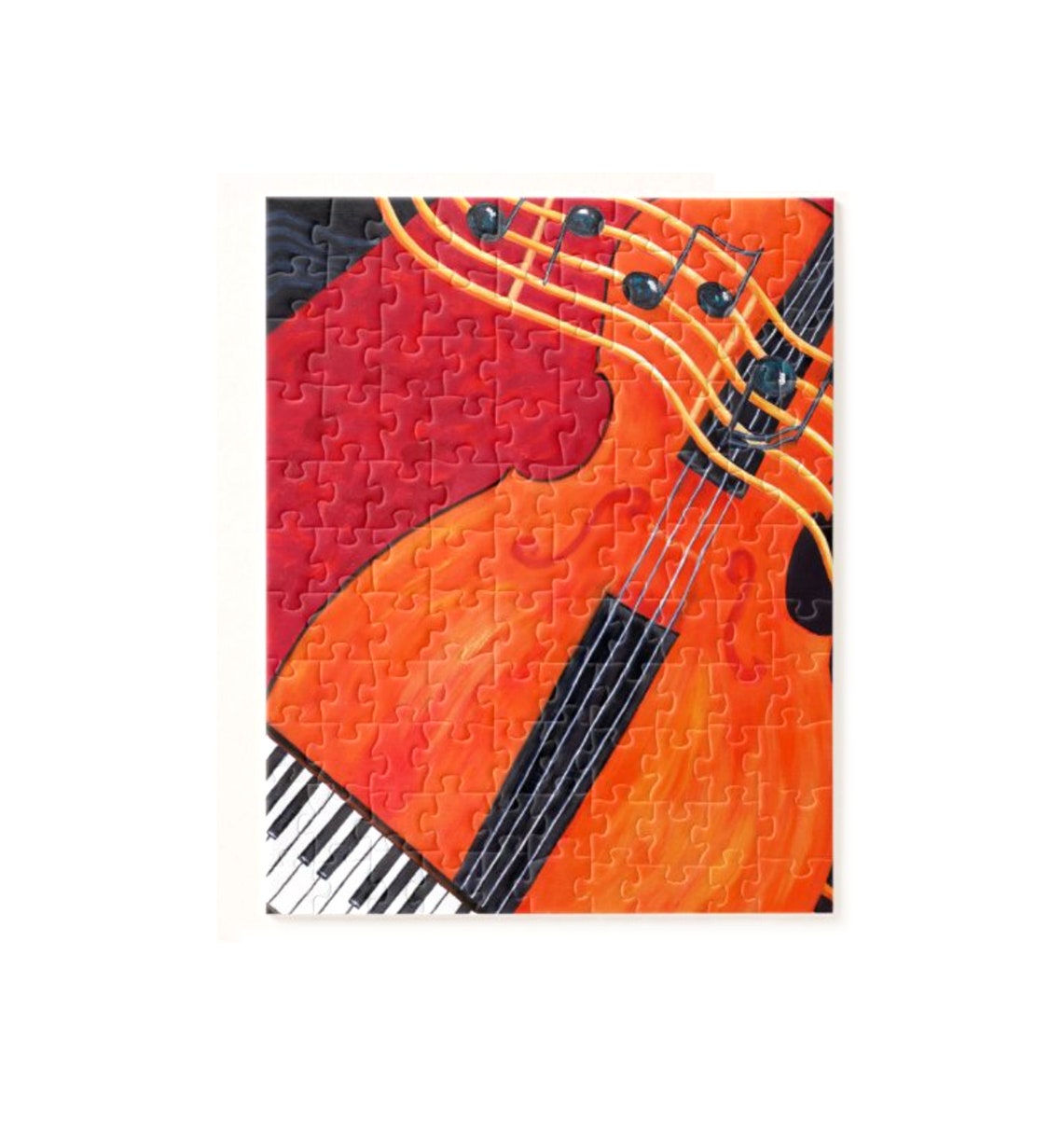 Music Theme Jigsaw Puzzle. Keyboard, Cello, Bass, Floating Notes. From ...