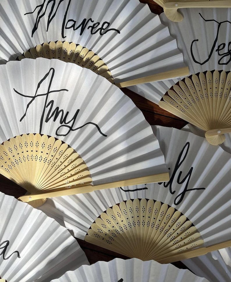 Personalised Paper Fans With Hand Written Calligraphy - Etsy Australia