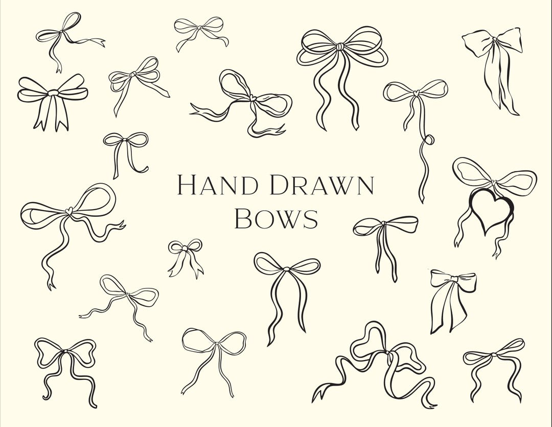 20 Hand-drawn Bow Illustrations- Digital Download | Line Drawings - Etsy