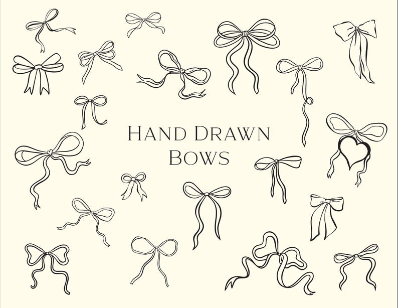 20 Hand-drawn Bow Illustrations- Digital Download | Line Drawings - Etsy