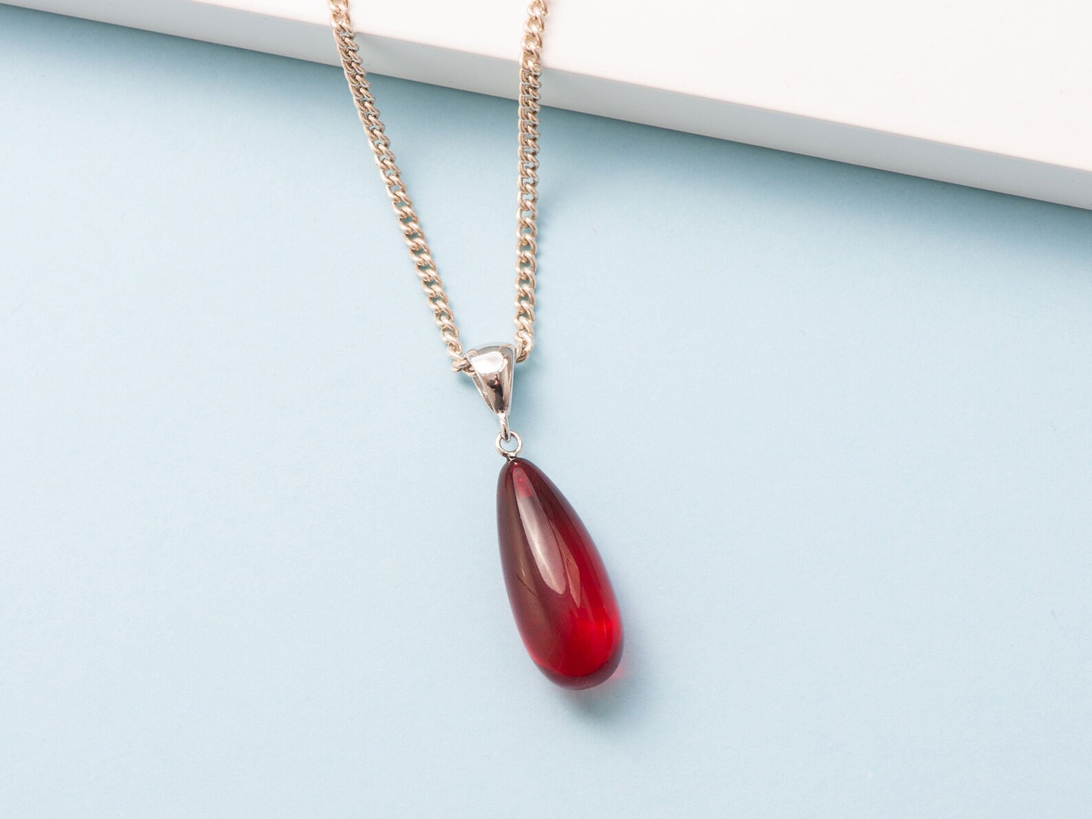 Precious Ruby Red Amber Pendant Handmade Sterling Silver 925 | Etsy