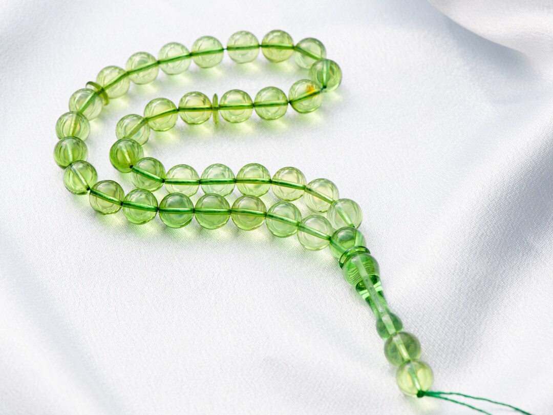 Green Amber Prayer Beads Made of 33 8mm Ball Shape Beads, Islamic ...