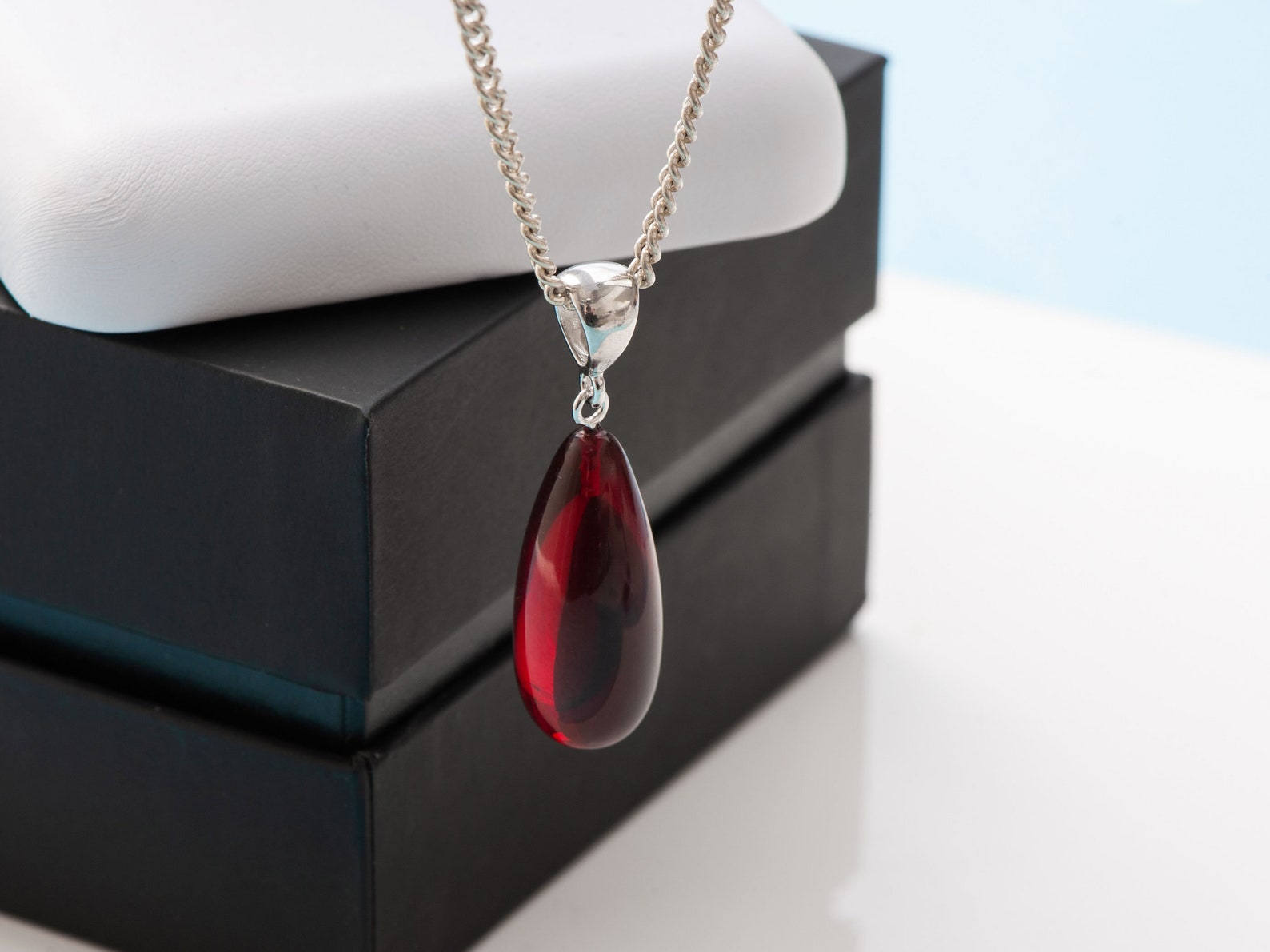 Precious Ruby Red Amber Pendant Handmade Sterling Silver 925 | Etsy