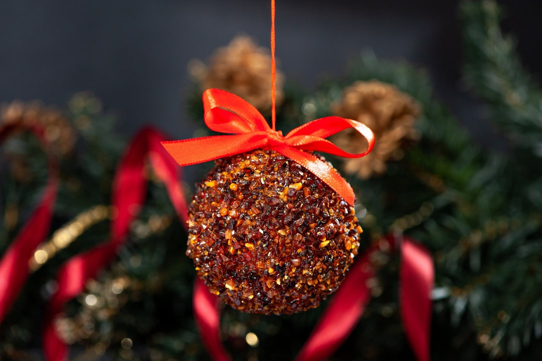 Christmas Decoration - Natural Amber Bauble for Christmas Tree - Baltic ...
