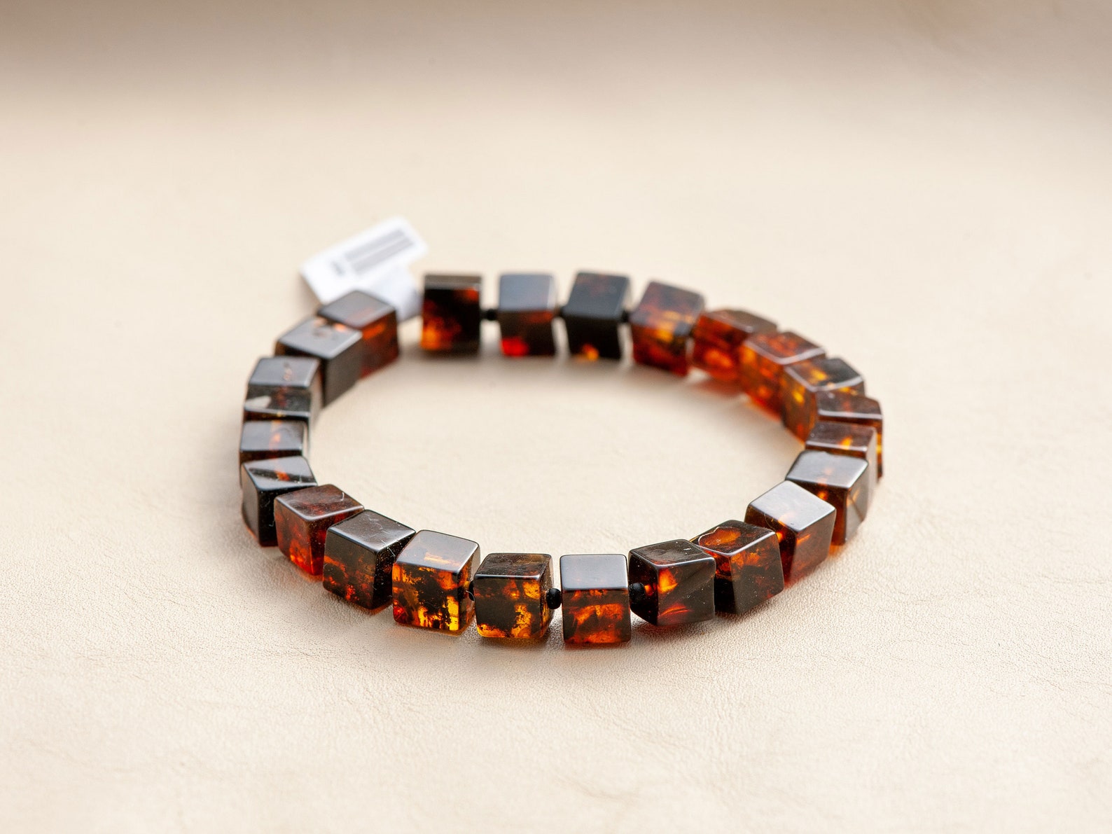 Natural Baltic Amber Bracelets Made of Cube Shape Beads, Raw Finish ...