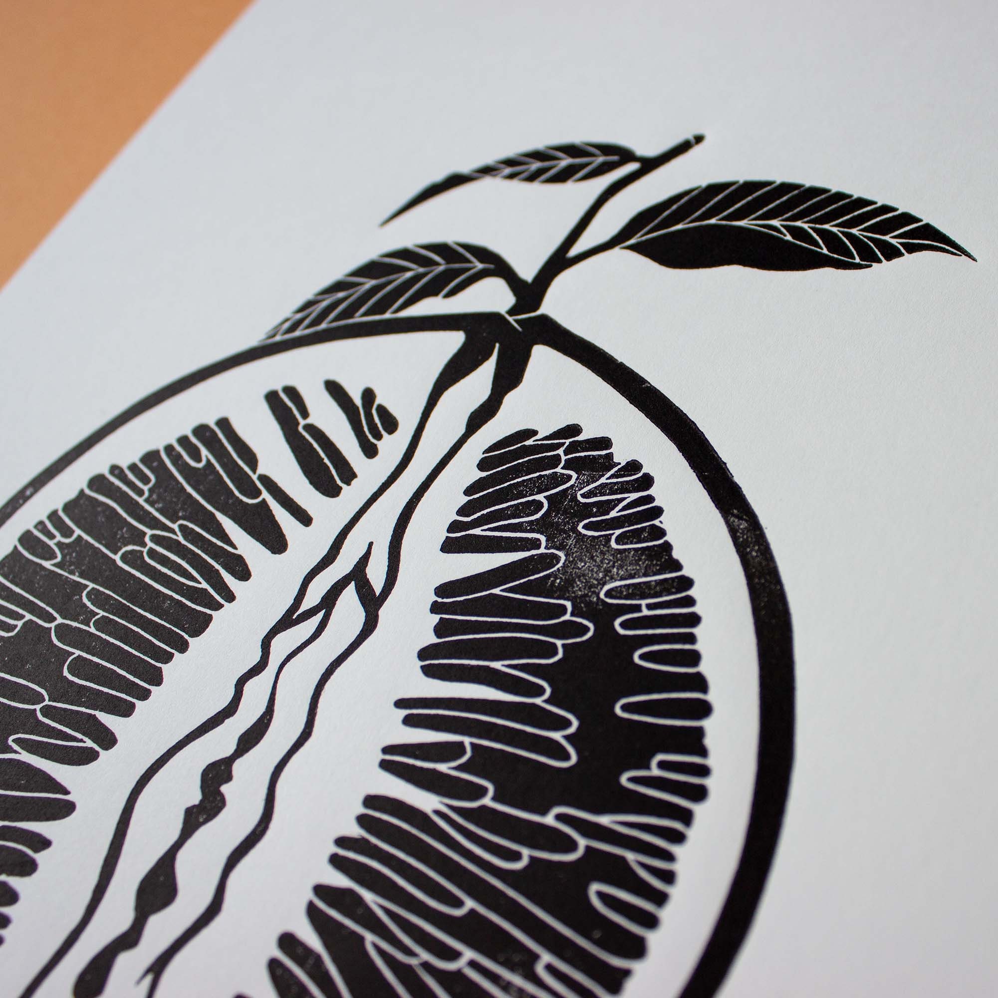 Tutti Frutti Orange Vulva Yoni Lino Print Linocut Printmaking Feminism ...