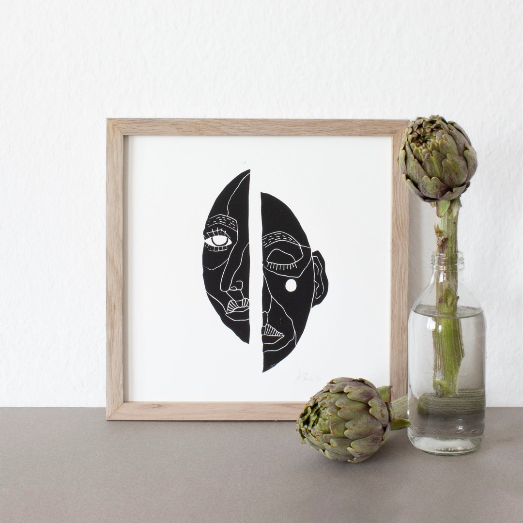 Mask Linoprint Linocut Printmaking Graphic Pressure Printed Art ...