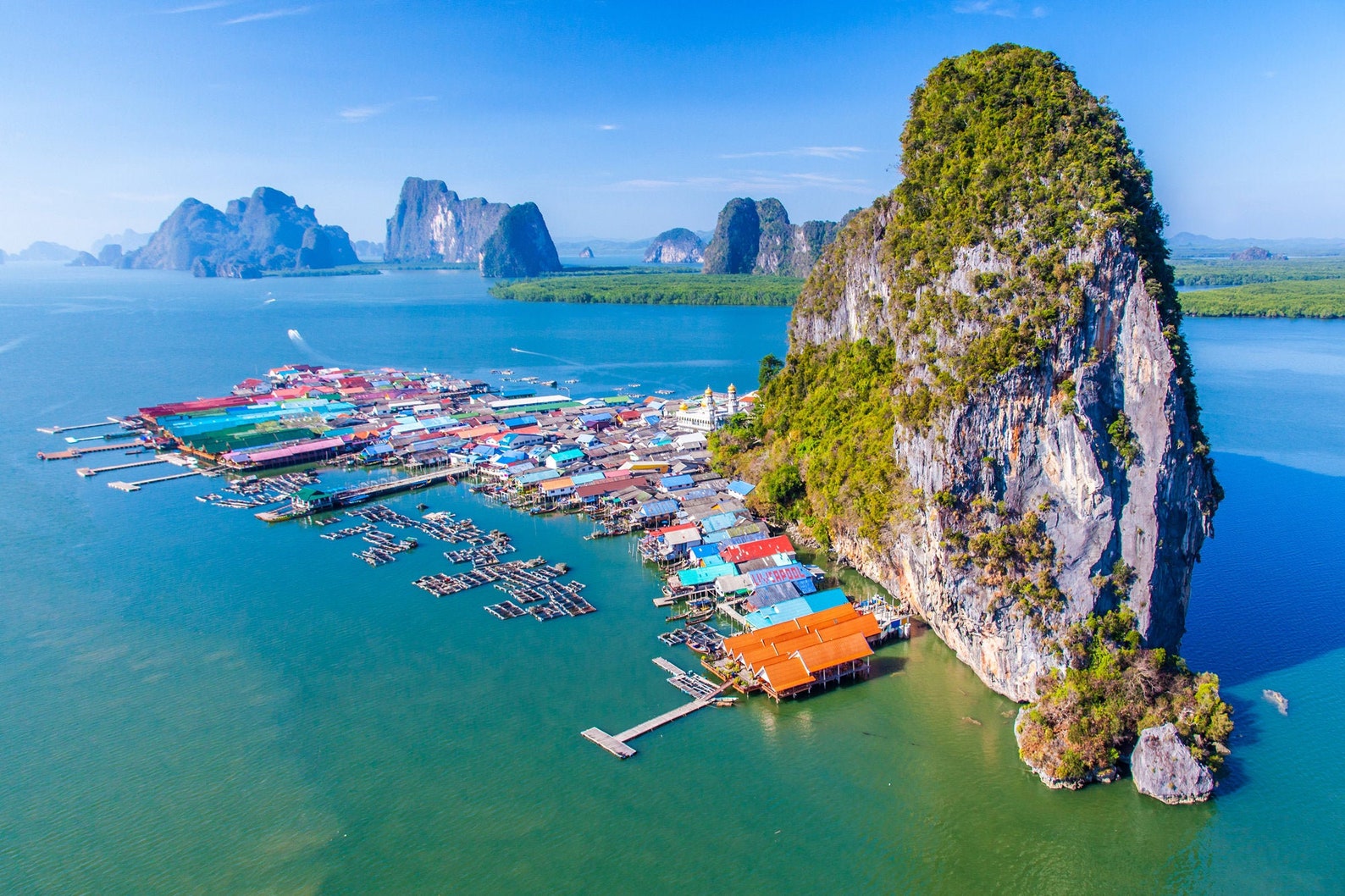 Aerial View of Koh Panyee (ko Panyi) in Phang Nga Bay, Thailand Framed ...