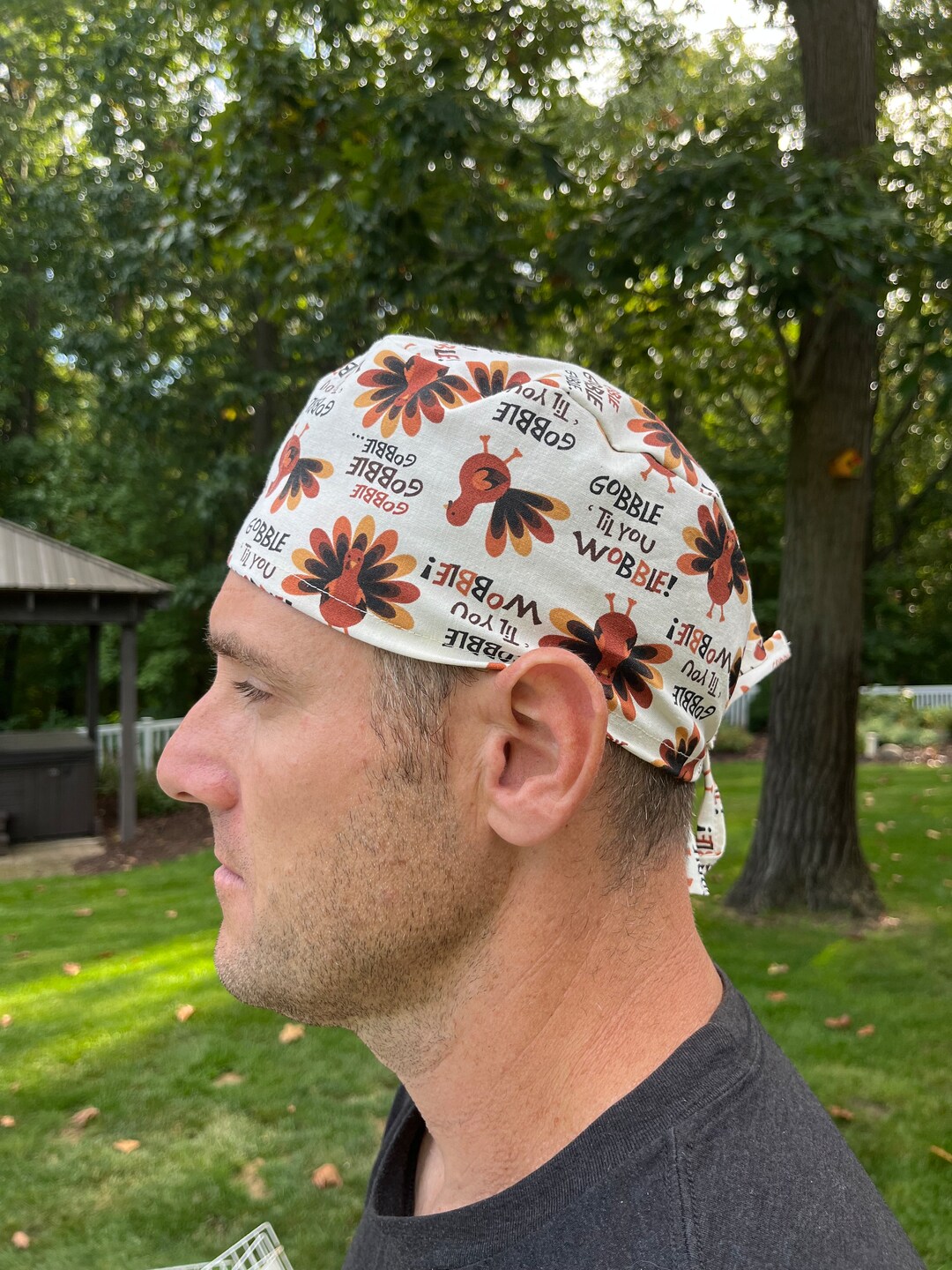 Gobble Til You Wobble Thanksgiving Turkey Skull Scrub Hat Surgery ...