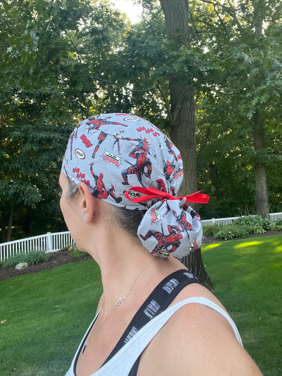 DEADPOOL Comic Dead Pool Pony Tail Ponytail Scrub Hat Cap OR Washable ...