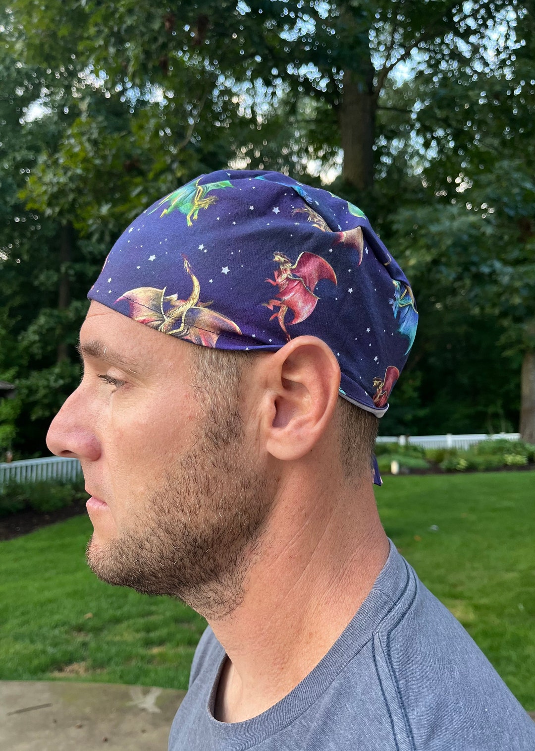 DRAGONS Dragon Blue Scrub Hat Surgery Surgical Skull Cap OR Washable ...