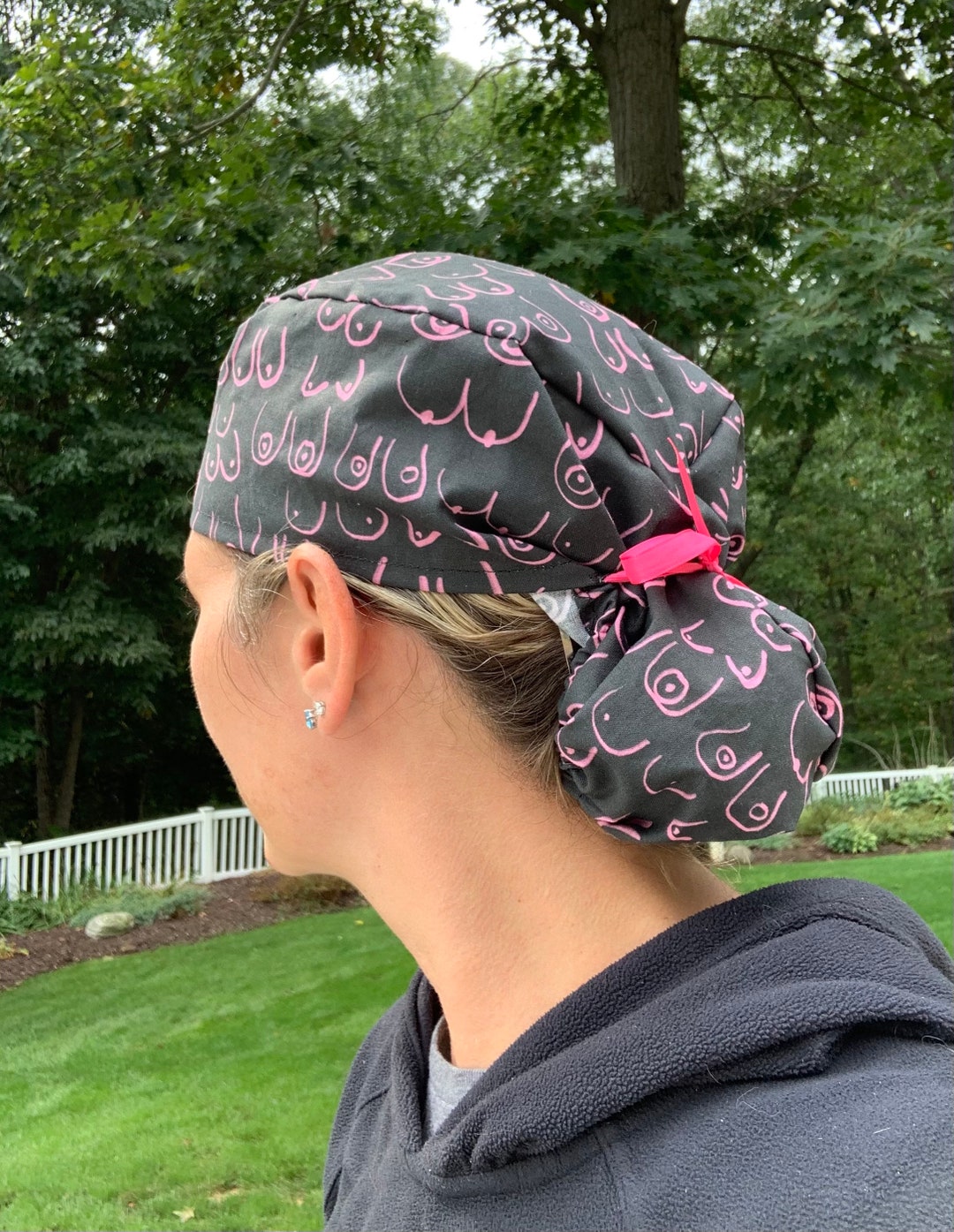 Breast Surgeon Plastic Cartoon Pony Tail Ponytail Scrub Surgical Hat ...