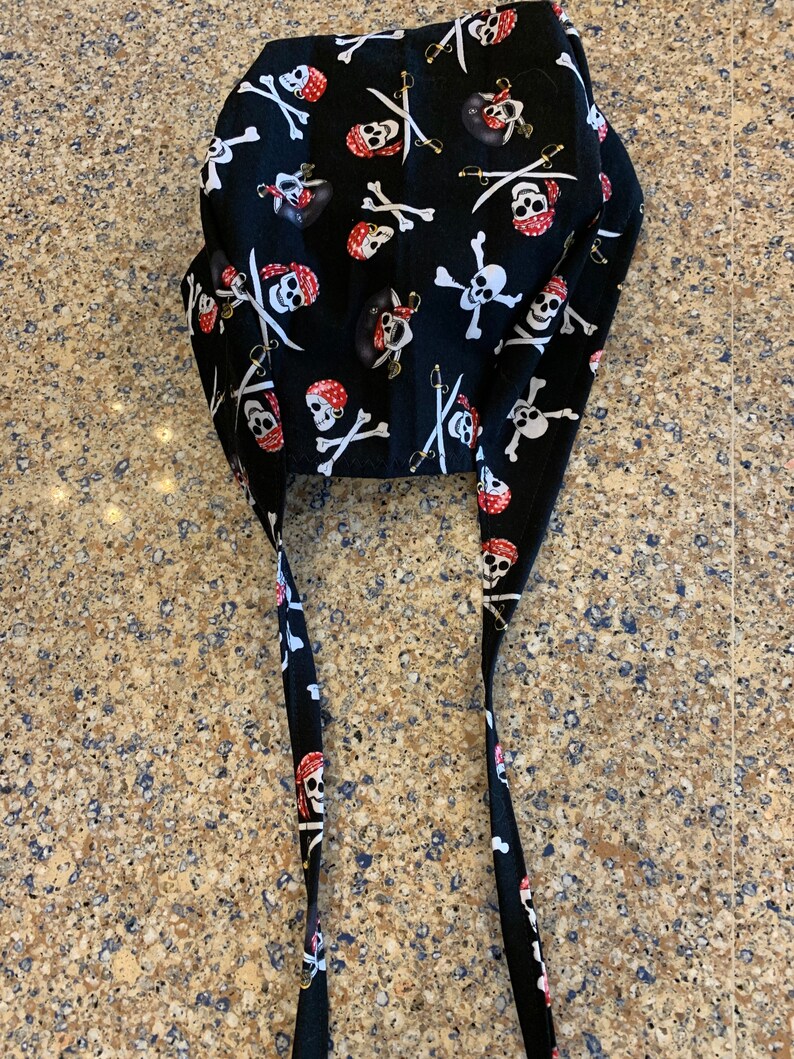 Mens PIRATES Skull and Crossbones Pirate Scrub Hat Surgery - Etsy