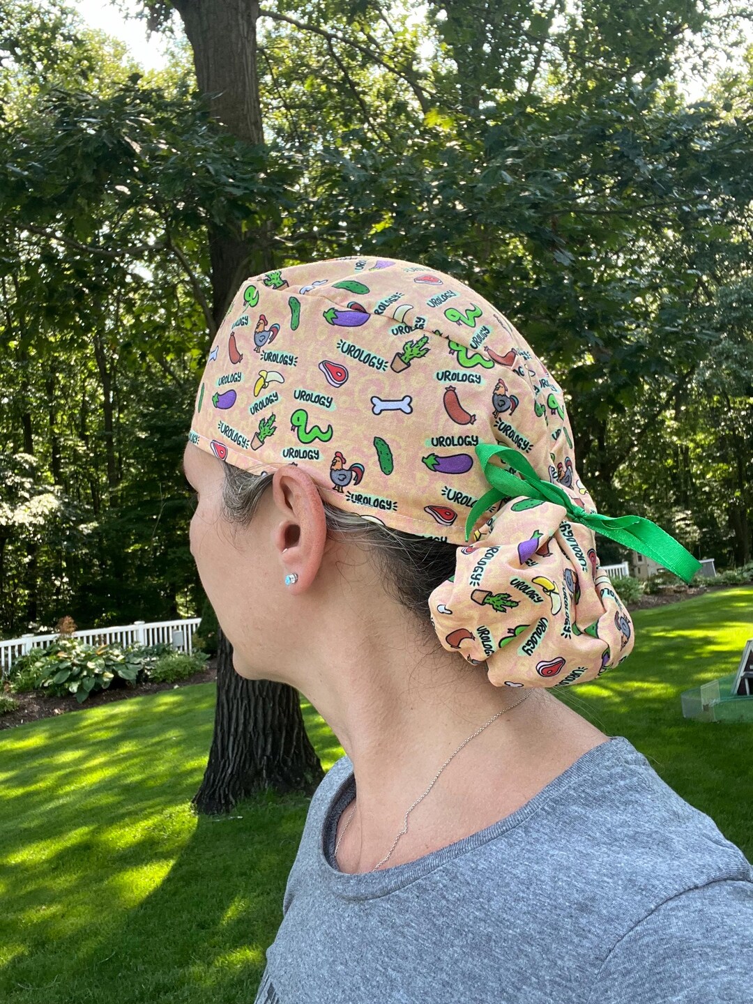 Urology Urologist Funny Eggplant Pony Tail Ponytail Scrub Surgical Hat ...