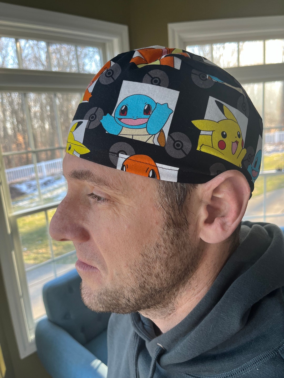 POKEMON Pikachu Charmander Bulbasaur Squirtle Skull Scrub Hat Surgery ...