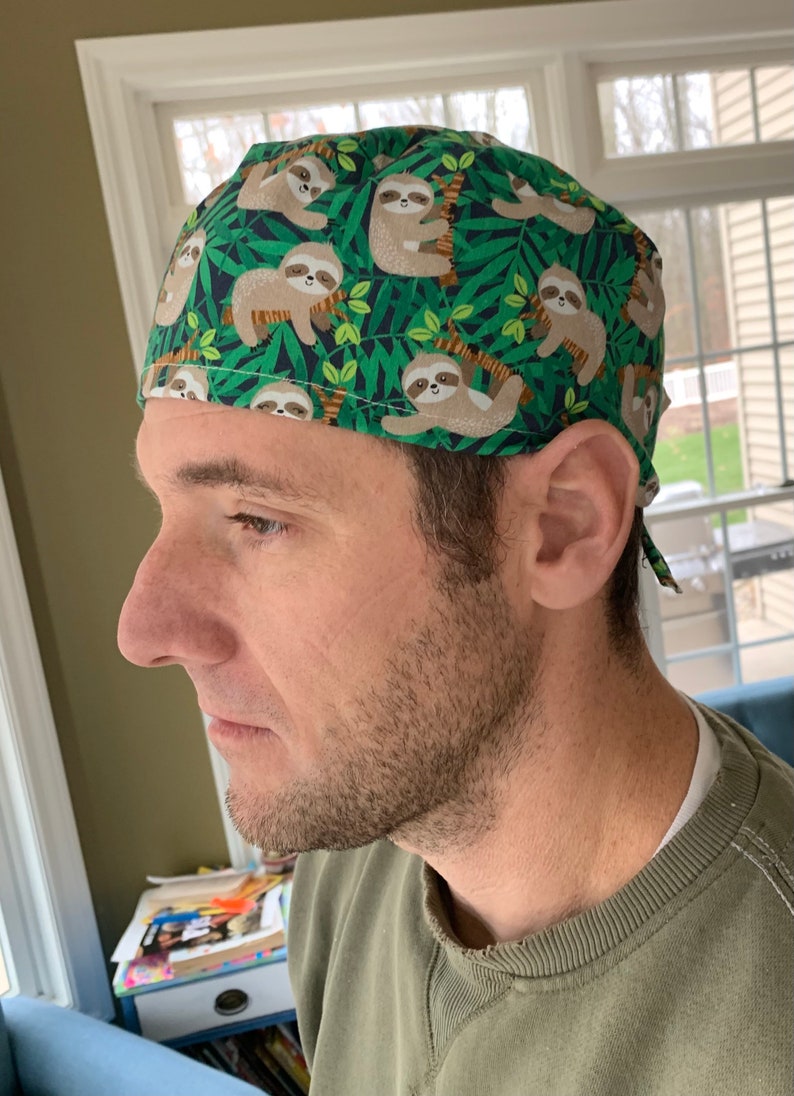 Mens Green SLOTH Sloths Jungle Scrub Hat Surgery Surgical Cap - Etsy