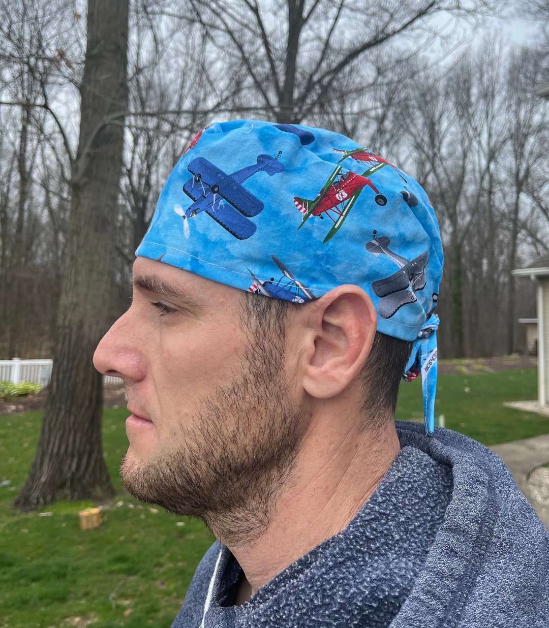 Airplane Plane Flight Pilot Scrub Hat Surgery Surgical Cap OR Washable ...