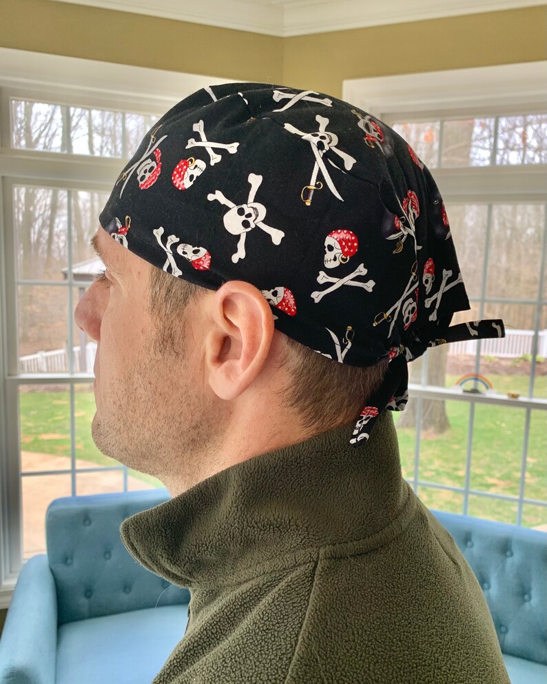 Mens PIRATES Skull and Crossbones Pirate Scrub Hat Surgery - Etsy
