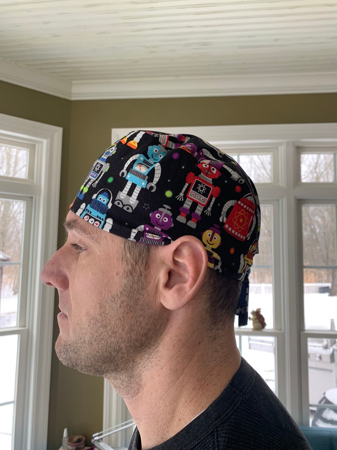 Mens ROBOTS Robot Black Robotics Scrub Hat Surgery Surgical Cap OR ...