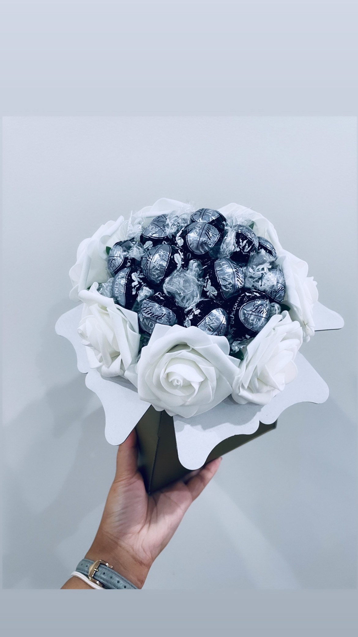 Chocolate Lindor Lindt Bouquet With Roses - Etsy UK