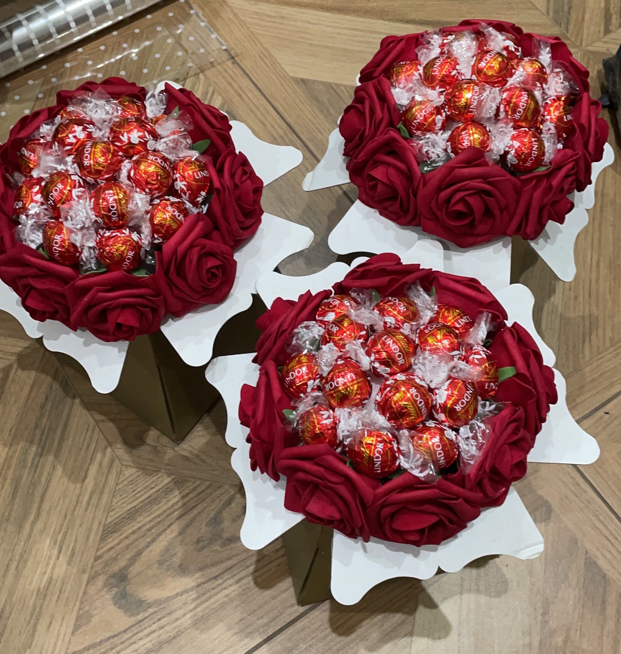 Chocolate Lindor Lindt Bouquet With Roses - Etsy UK