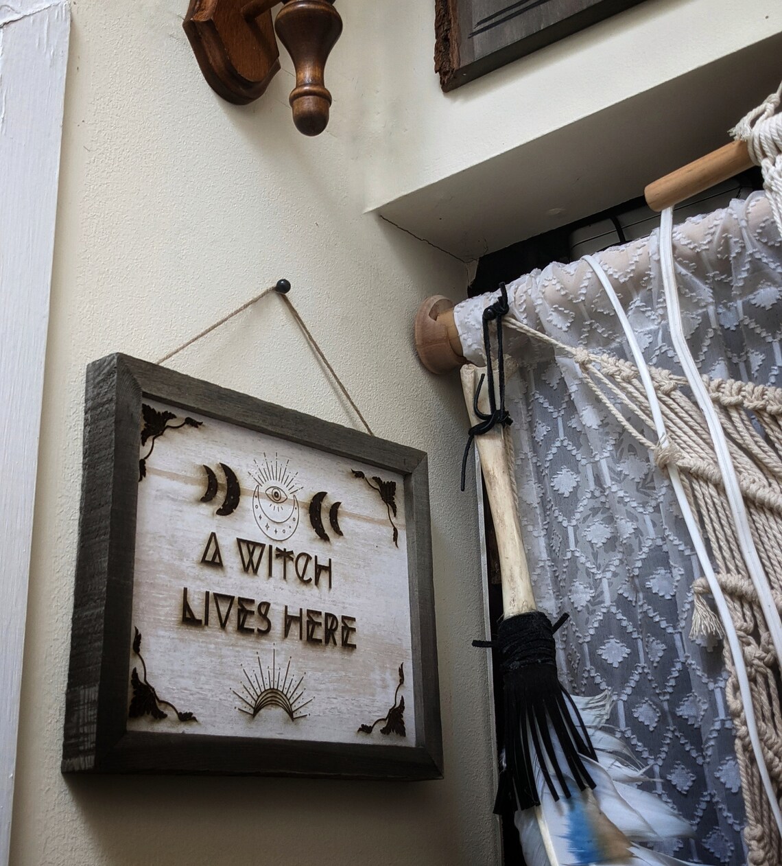 A Witch Lives Here Door Sign Pagan Wiccan Wall Hanging Decor - Etsy