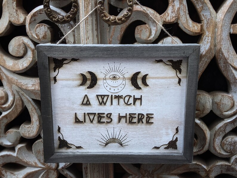 A Witch Lives Here Door Sign Pagan Wiccan Wall Hanging Decor - Etsy