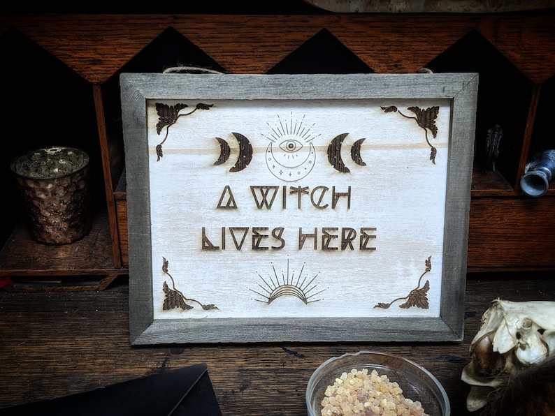 A Witch Lives Here Door Sign Pagan Wiccan Wall Hanging Decor - Etsy