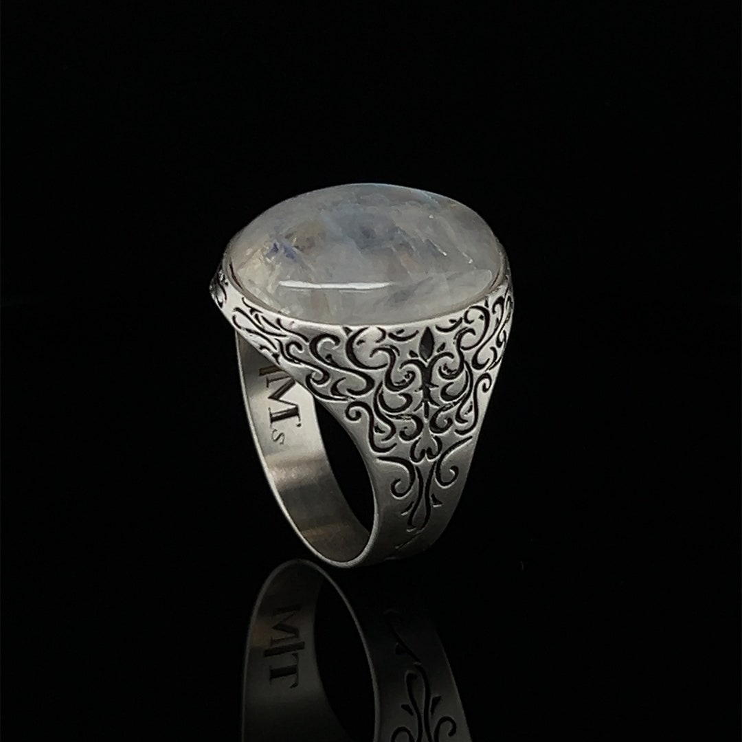 Celtic Moonstone Ring, Rainbow Oval 15mm*20mm Gemstone Ring, Medieval ...