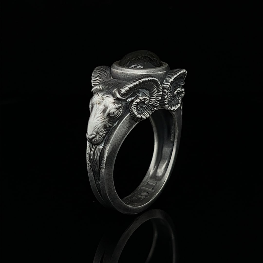 Head Ram Sterling Silver Ring, Ram Viking Ring, Animal Jewelry ...