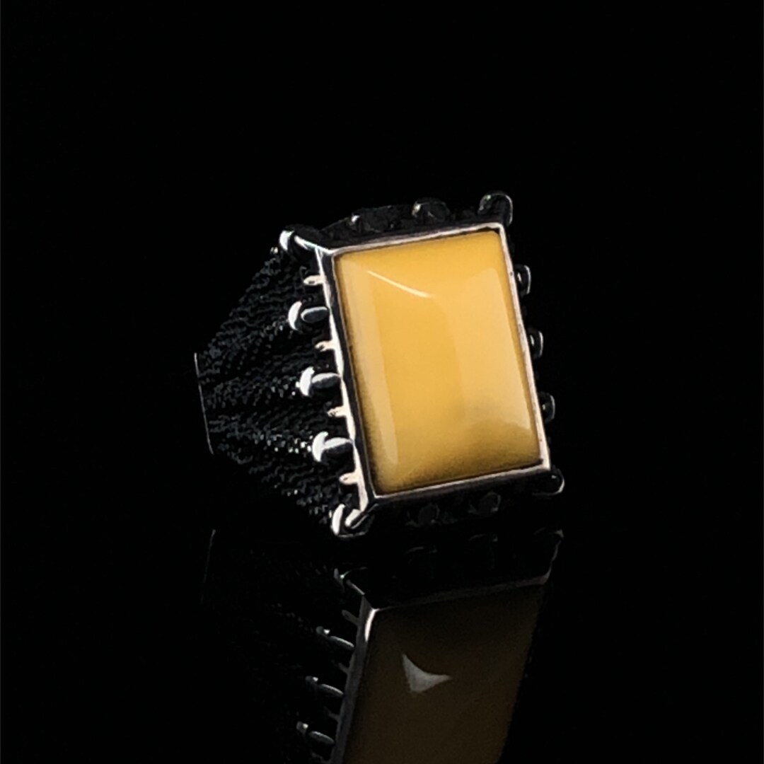 Naturel Amber Men's Ring, Handcrafted Gemstone Ring, Avantgarde Stylish ...