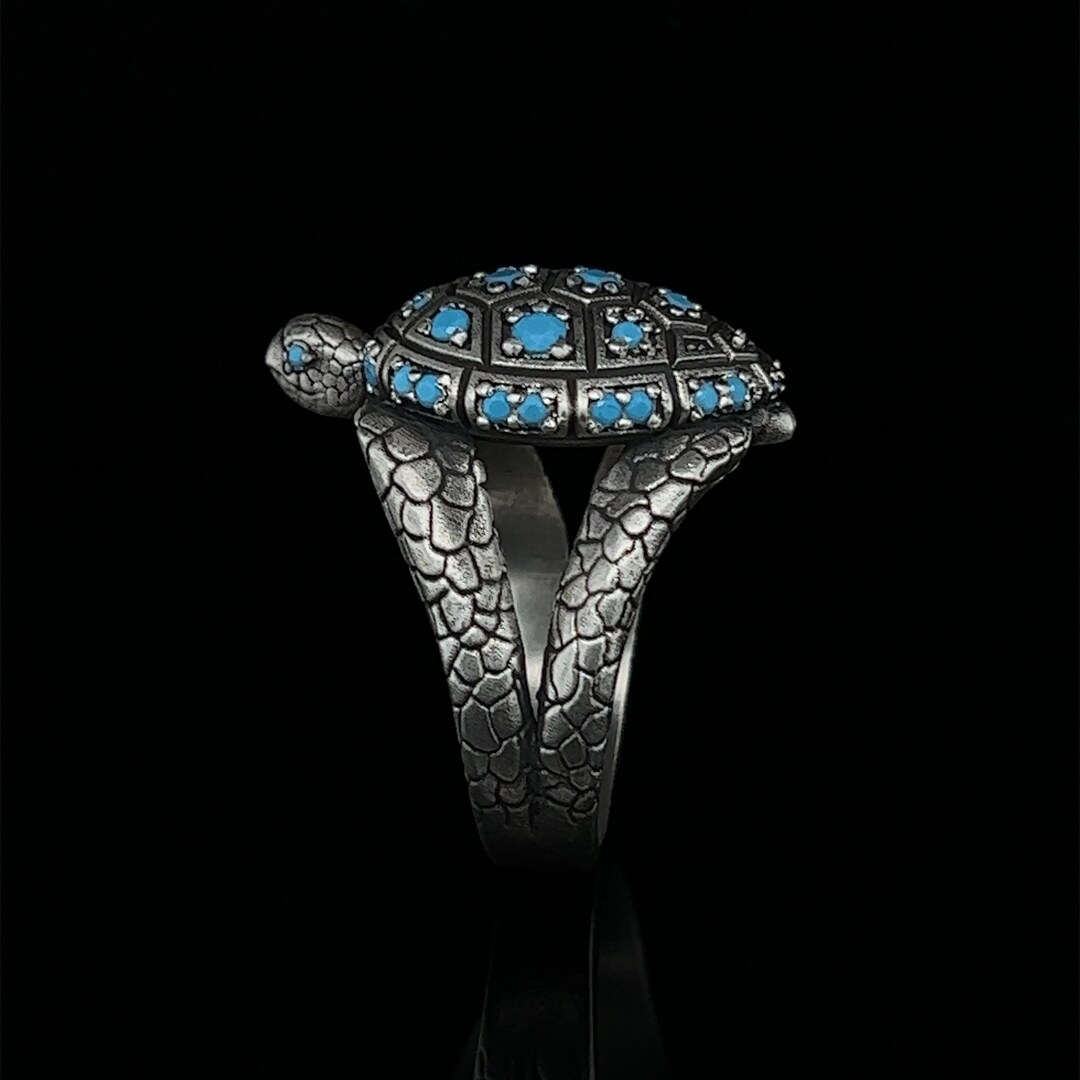 Turtle Gemstone Sterling Silver Ring, Handmade, Turquoise Turtle Ring ...