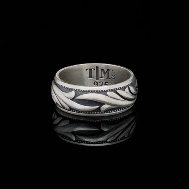 Engraved Handmade Silver Men's Ring Fashionable Wedding - Etsy