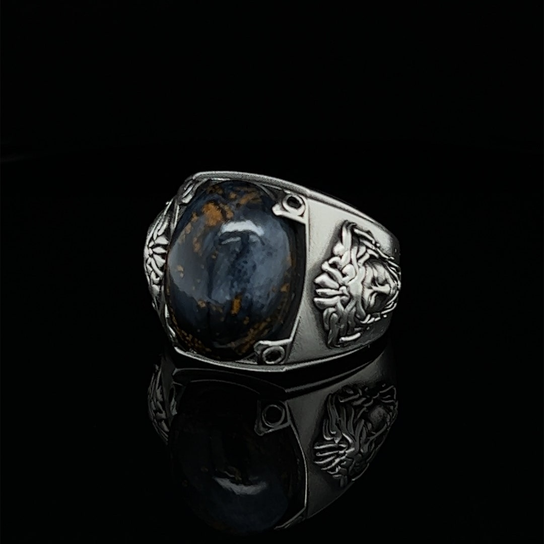 Medusa Sterling Silver Ring, Pietersite Gemstone, Greek Mythology ...