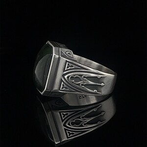 925 Silver Octagon Jade Ring, Handcrafted Men's Jewelry, Boho Gemstone ...