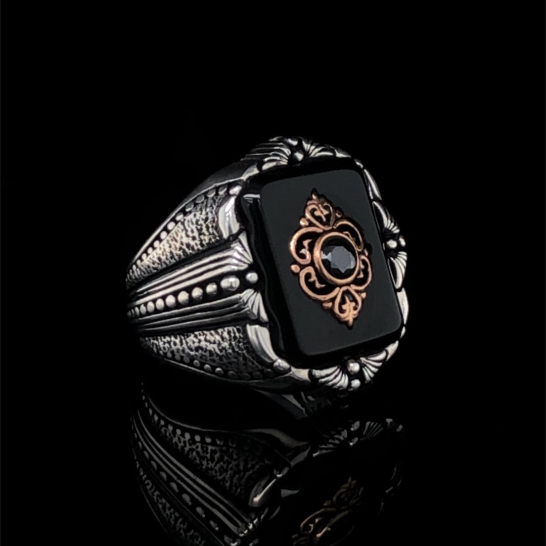 Ancient Design Onyx Ring, Ottoman Jewelry, Imperial Signet Silver Ring ...